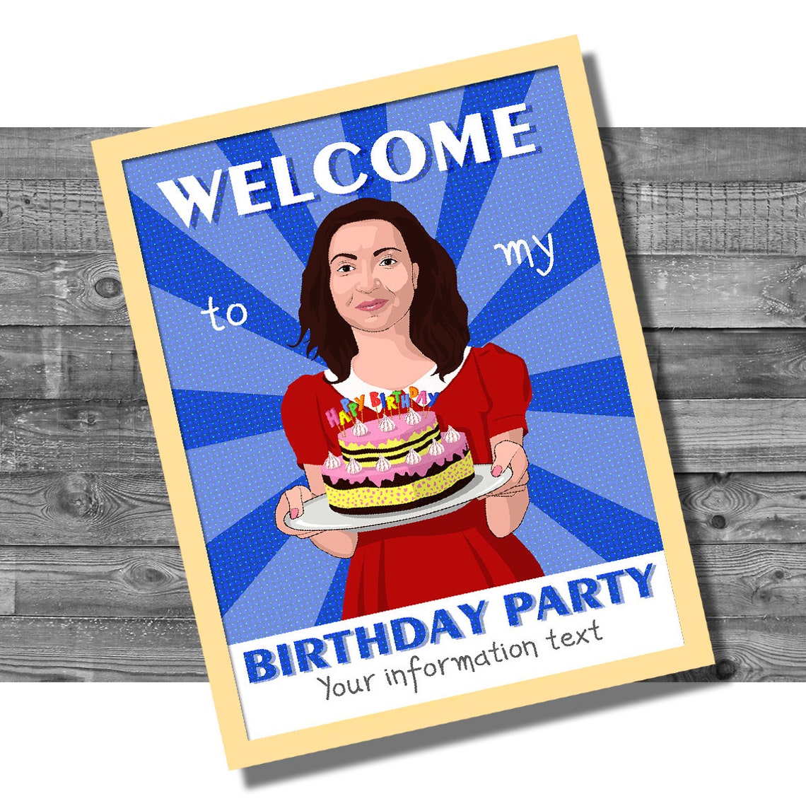 Your Portrait on Poster Personalized Welcome Birthday Sign - Etsy