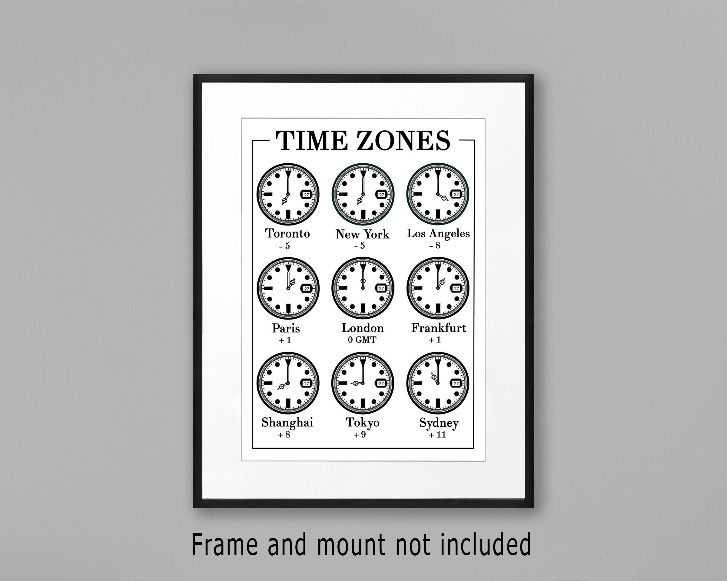City Time Zones Home Office Print Personalised City Poster - Etsy