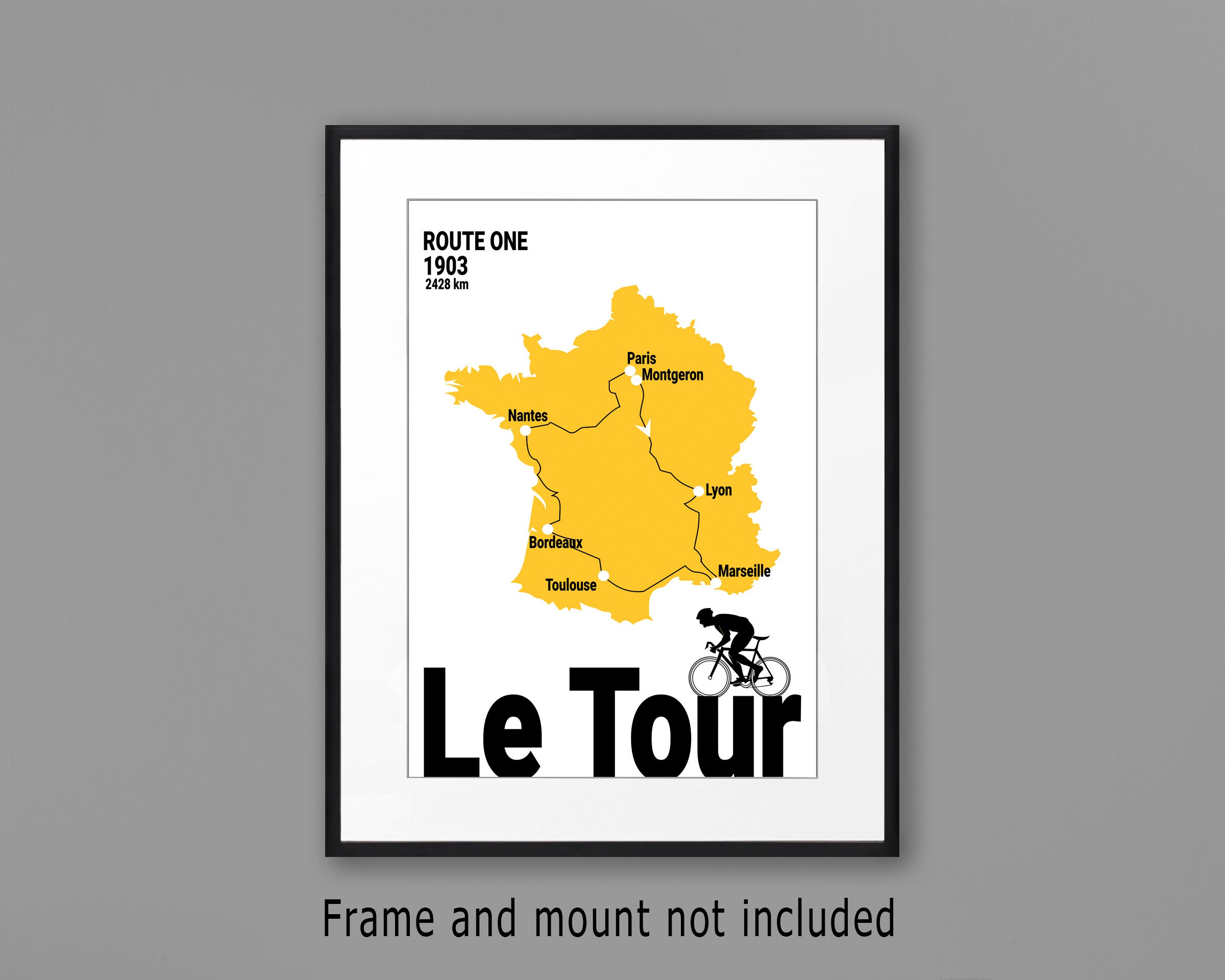 Cycling Print Tour De France Route Map Gift for Cyclist - Etsy