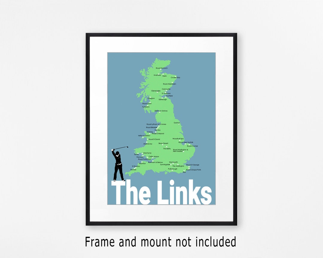 Stylish British Golf Course Map Poster: Unique Wall Art for Players ...