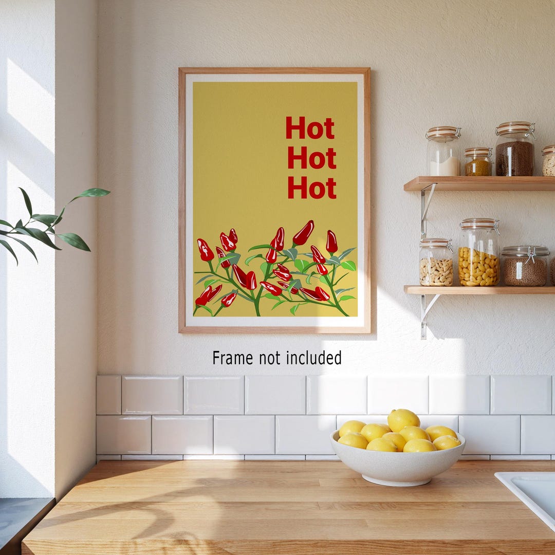 Botanical Chilli Pepper Kitchen Poster: Spicy Food Art Print for ...
