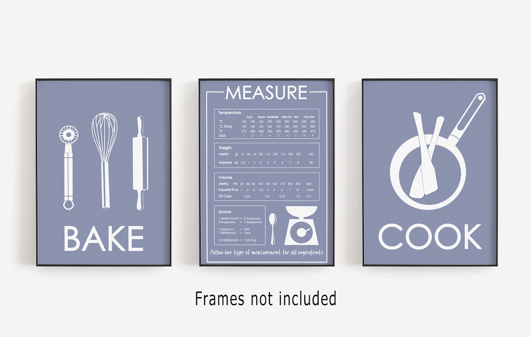 Culinary Conversion Wall Art: Kitchen Measurement Guide for Baking and ...