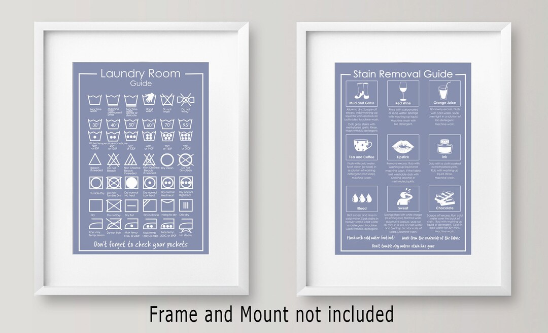 Laundry Symbols and Stain Removal Guide, Washing Instructions Prints - Etsy