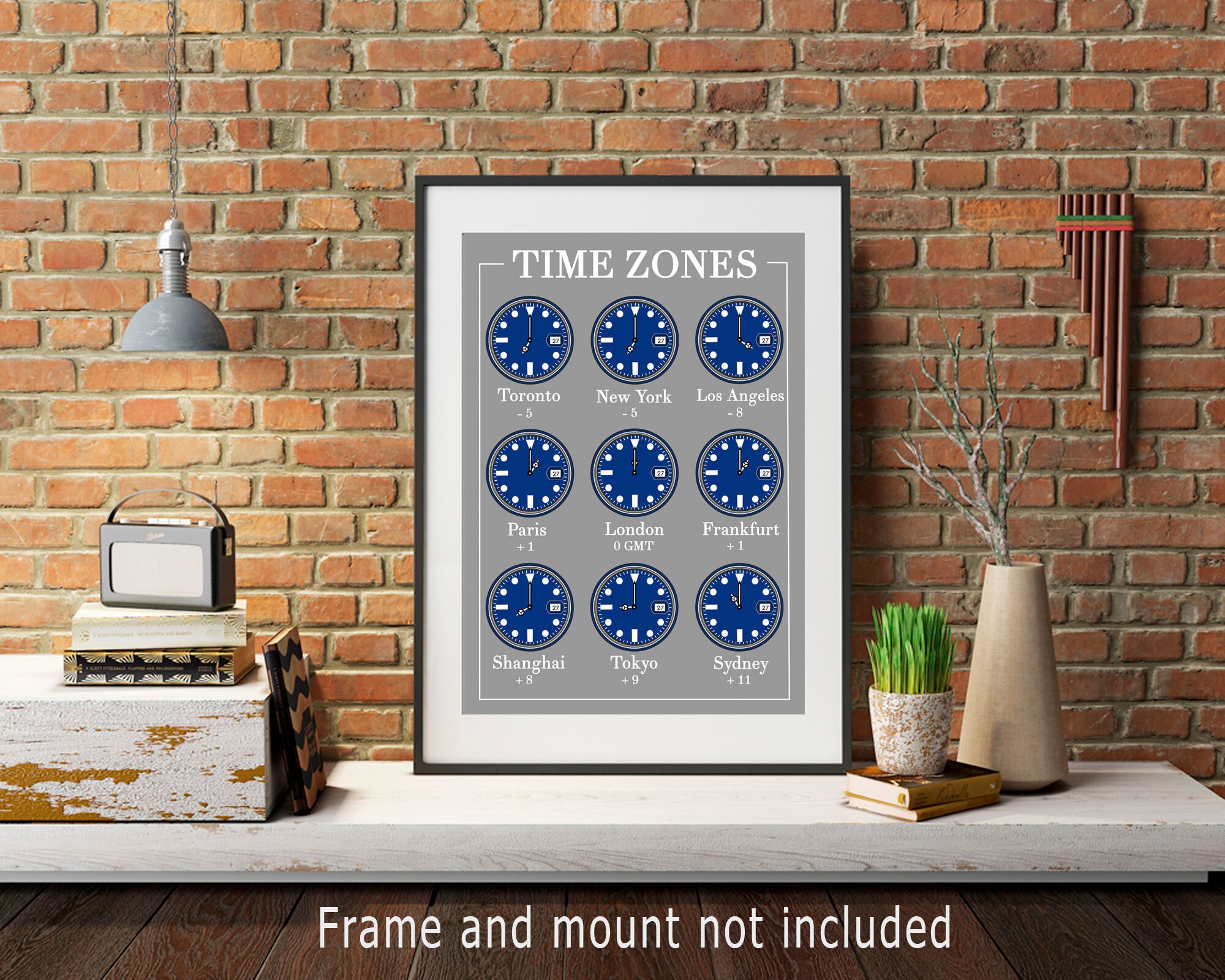 City Time Zones Home Office Print Personalised City Poster - Etsy