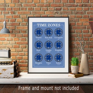 City Time Zones Home Office Print, Personalised City Poster - Etsy