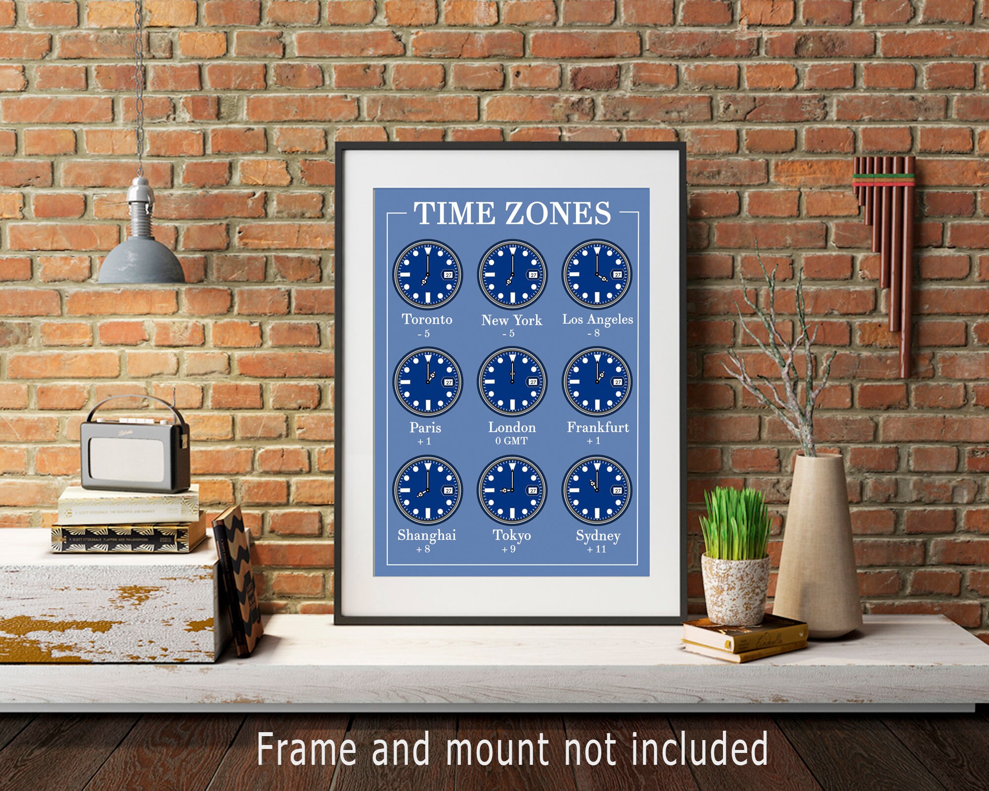 City Time Zones Home Office Print Personalised City Poster - Etsy