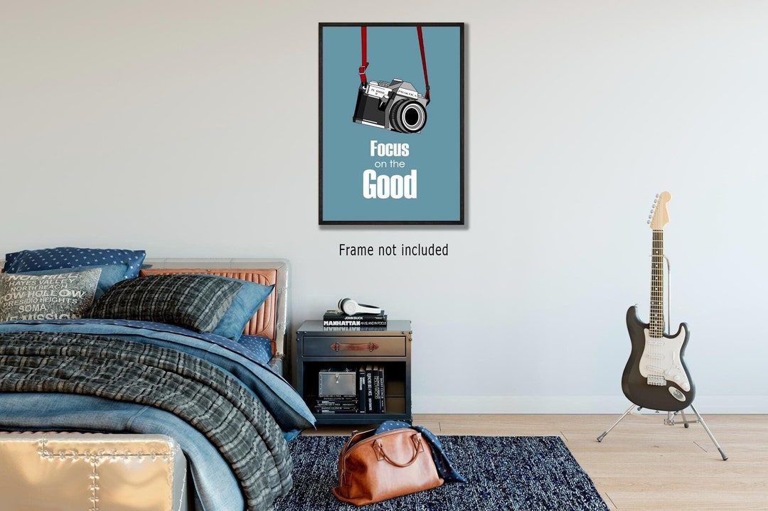 Vintage Camera Poster With Feel Good Quote, Gratitude Themed Wall Art ...