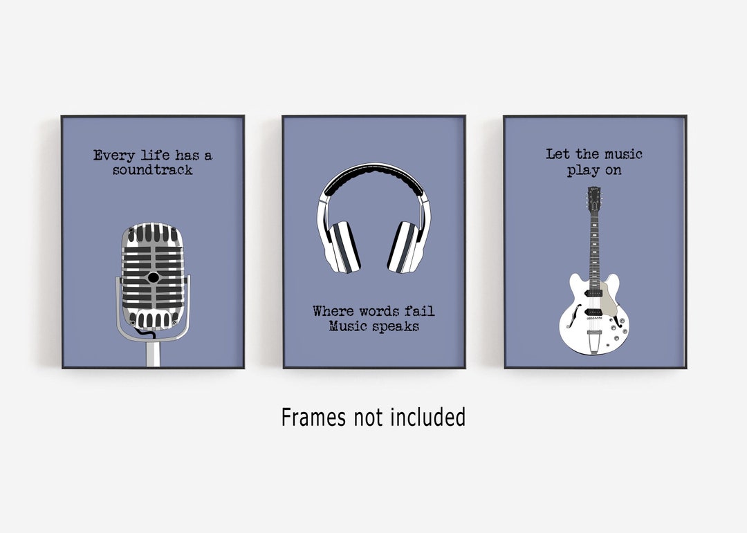 Set of 3 Music Quotes About Life, Teen Boy Wall Art, Music Quote Poster ...