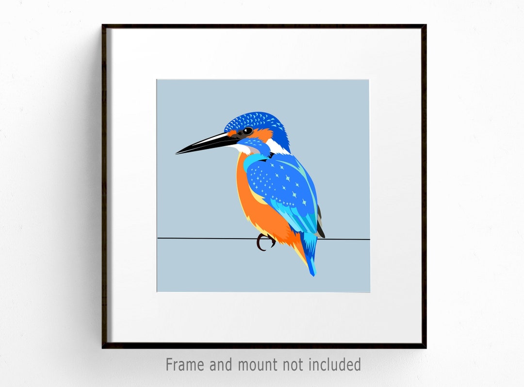 Vibrant Kingfisher Bird Illustration - Nature Wall Art Print for Lake ...