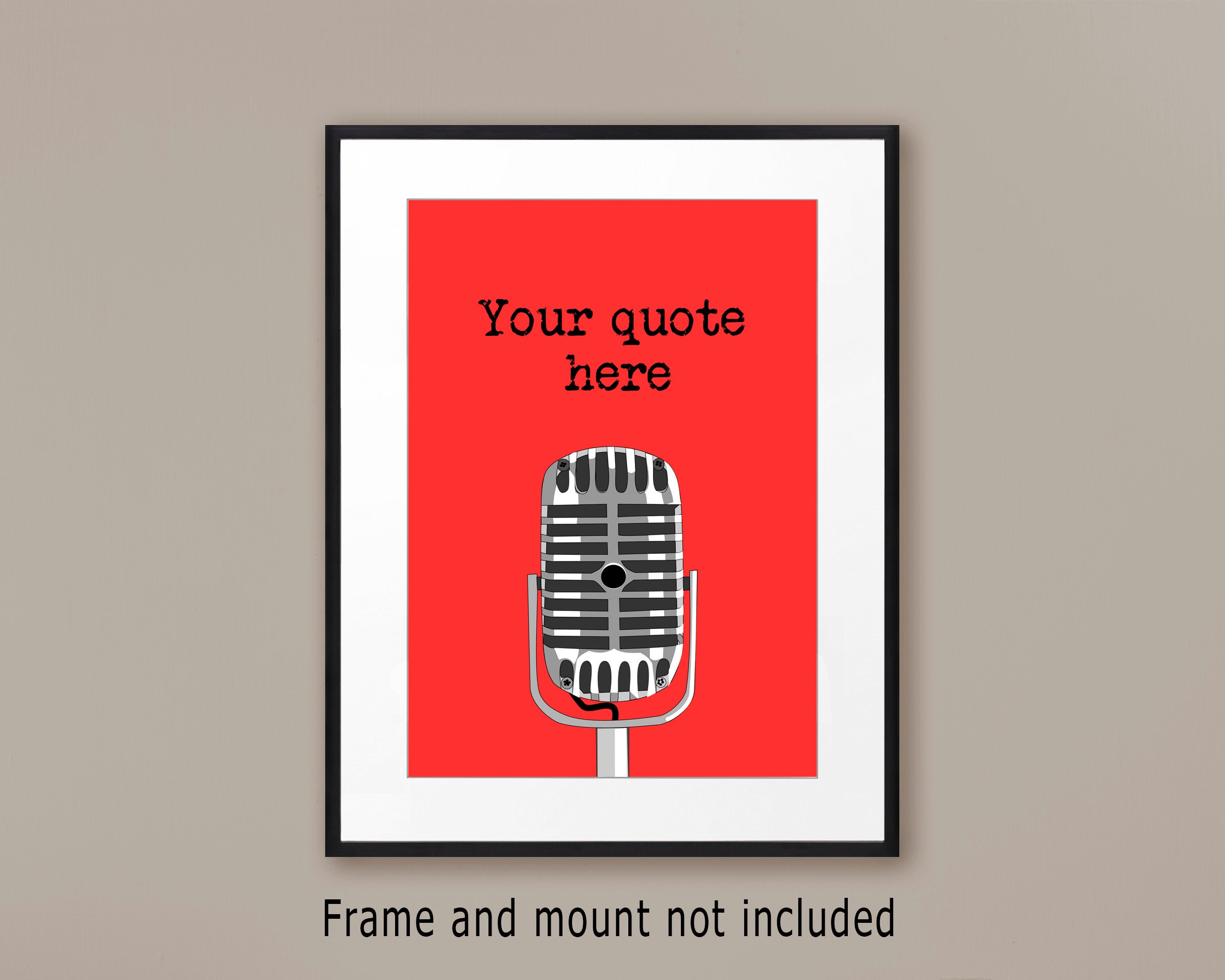 Custom quote print Vintage microphone art | Etsy