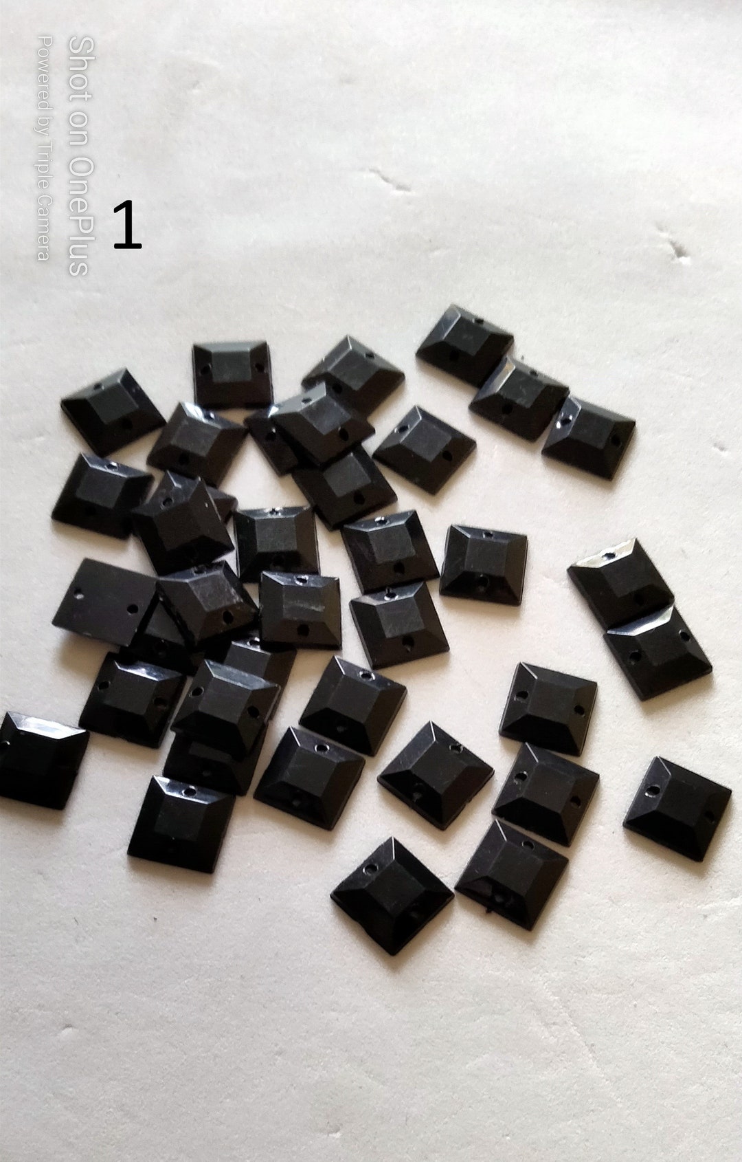 10 Small Square Buttons in Black Arylic - Etsy