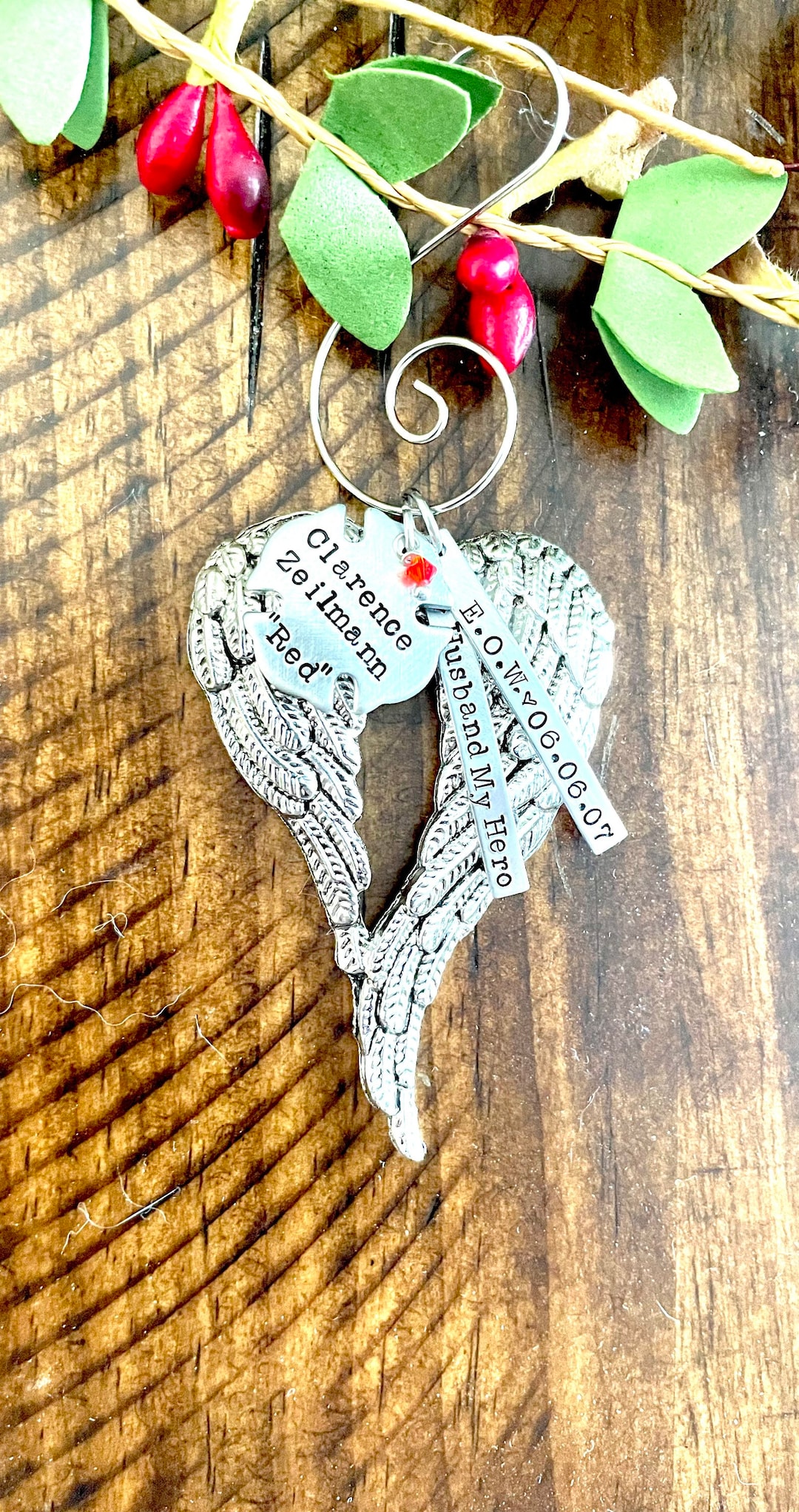 Firefighter EOW Memorial Ornament My Hero Angel Wing Ornament Loss of a ...