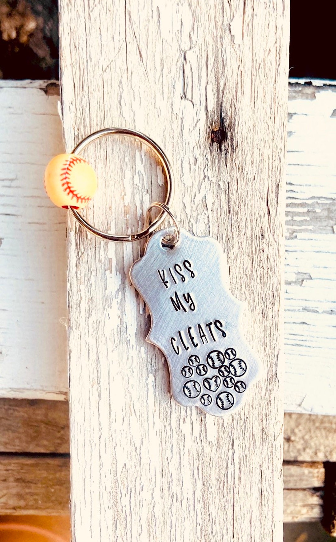 Kiss My Cleats Key Chain Softball Player Key Ring Softball Coaches Gift ...