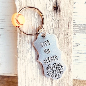 Kiss My Cleats Key Chain Softball Player Key Ring Softball Coaches Gift ...