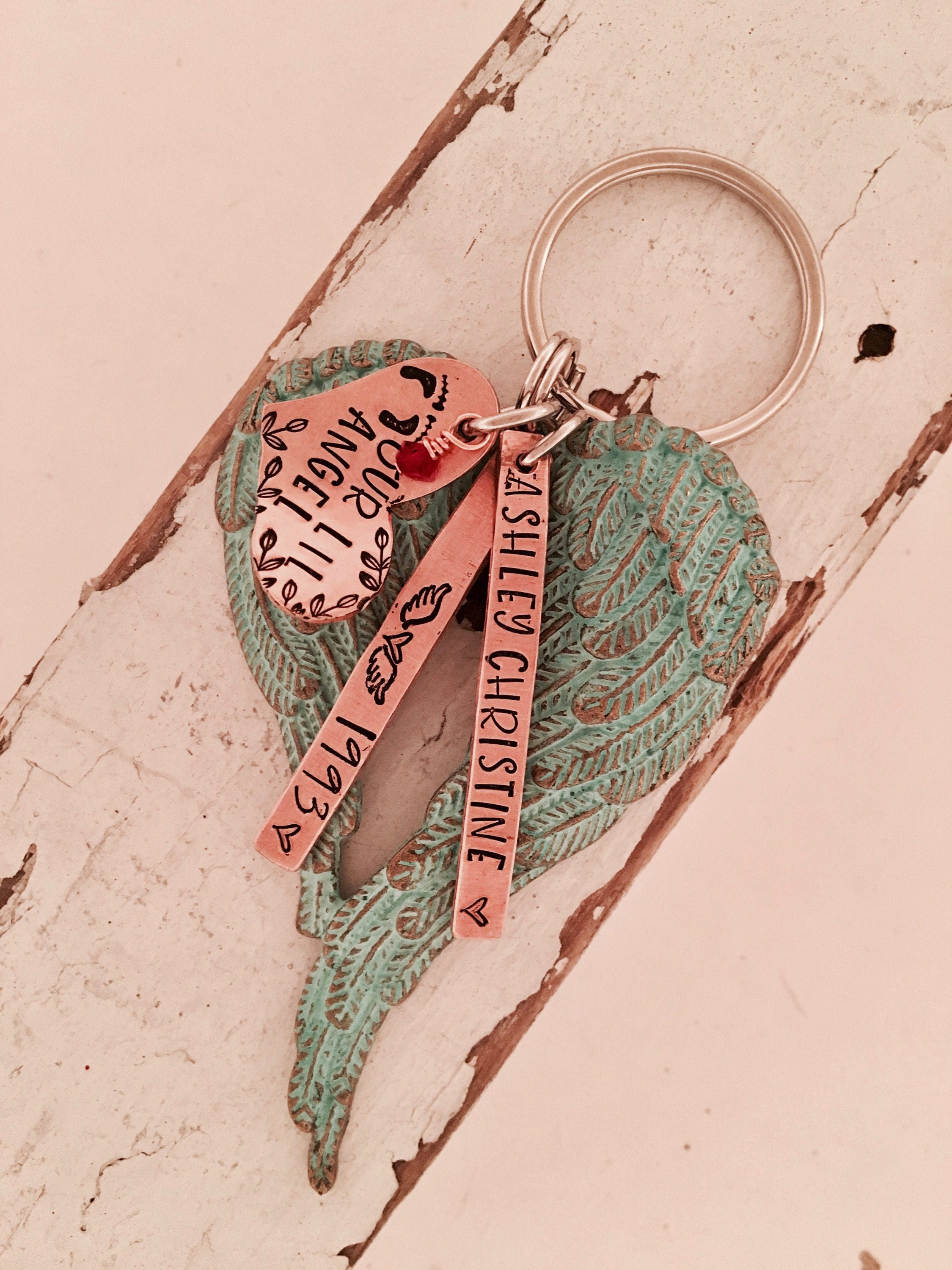 Born Into Heaven Angel Wing Memorial Key Chain Infant Loss - Etsy