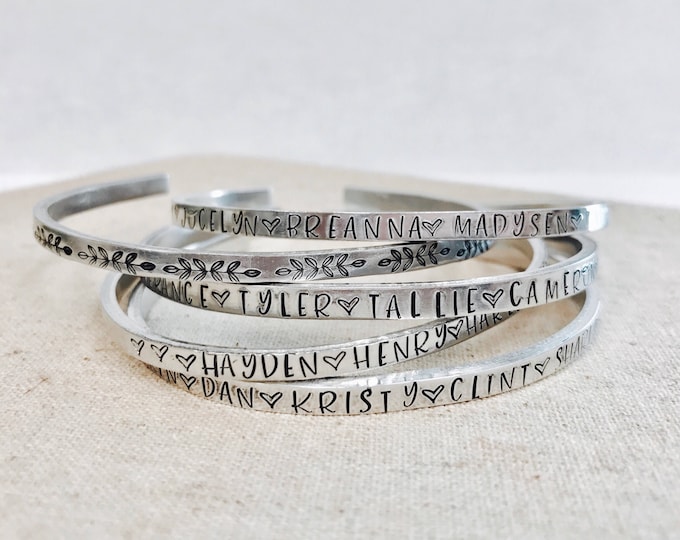 Mother's Bracelet • Skinny Cuff • Stacking Bracelets • Kids Names • Pet ...