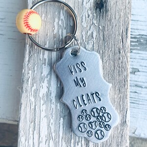 Kiss My Cleats Key Chain Softball Player Key Ring Softball Coaches Gift ...