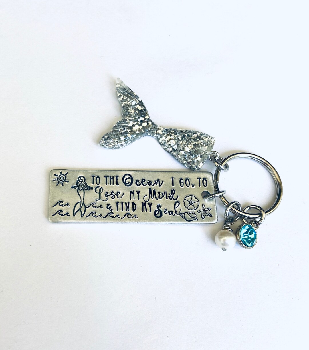 Mermaid Key Ring Beach Themed Key Ring Salt Life Nautical Key Ring to ...