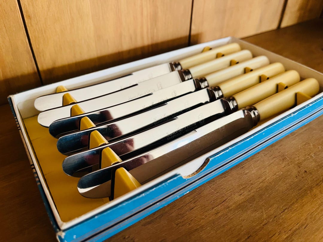 Lovely Vintage Box Set of 6 Lewis Rose & Co Stainless Steel Butter ...