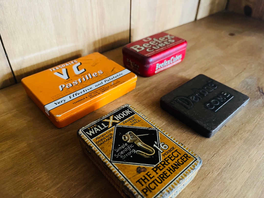 Vintage Odd Set of 4 Tin Boxes - Etsy