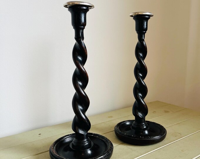 Lovely Vintage Pair of Barley Twist Candlestick Holders - Etsy