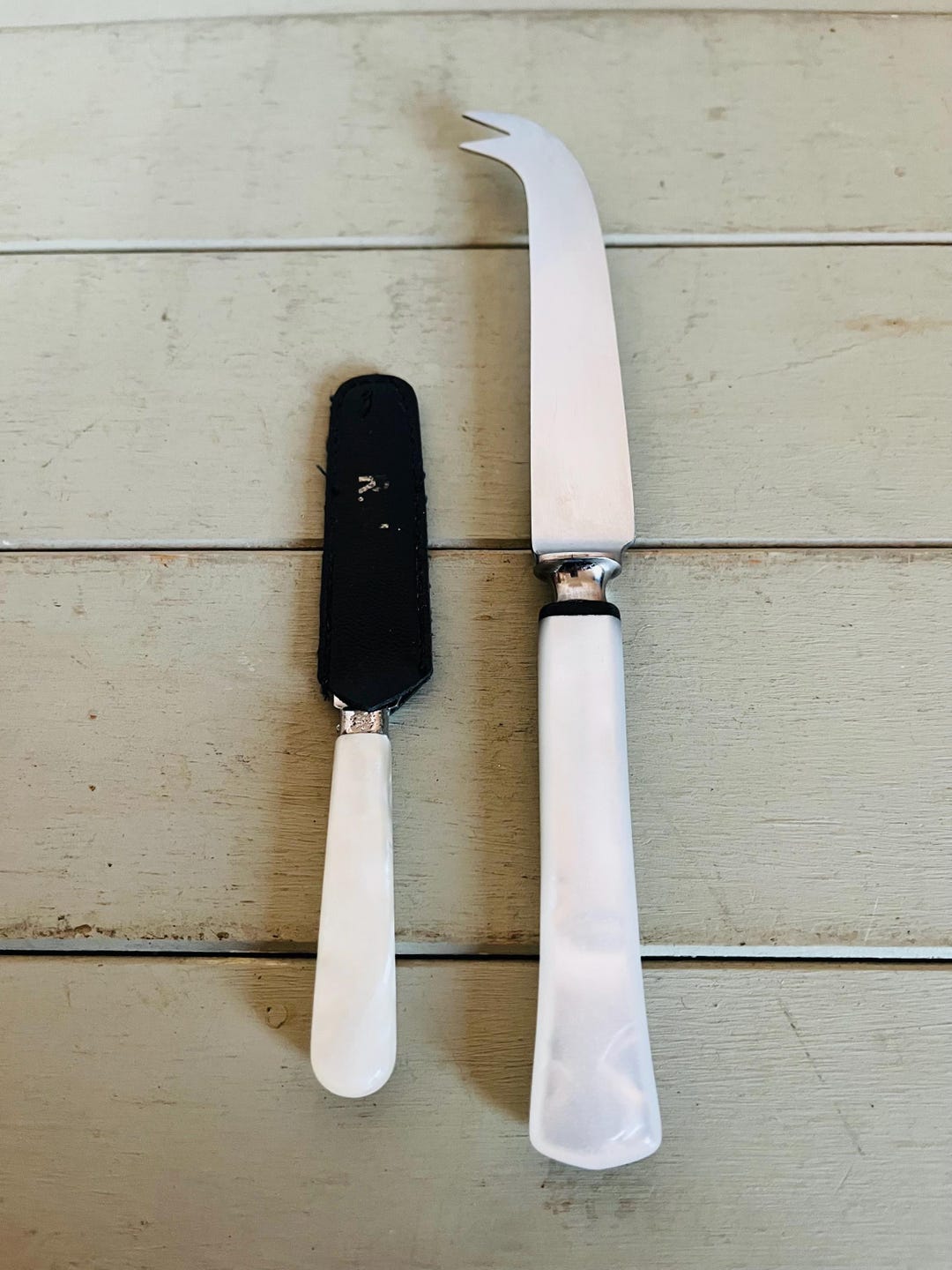 Lovely Vintage Odd Pair of Stainless Steel Fruit Knives With Faux ...