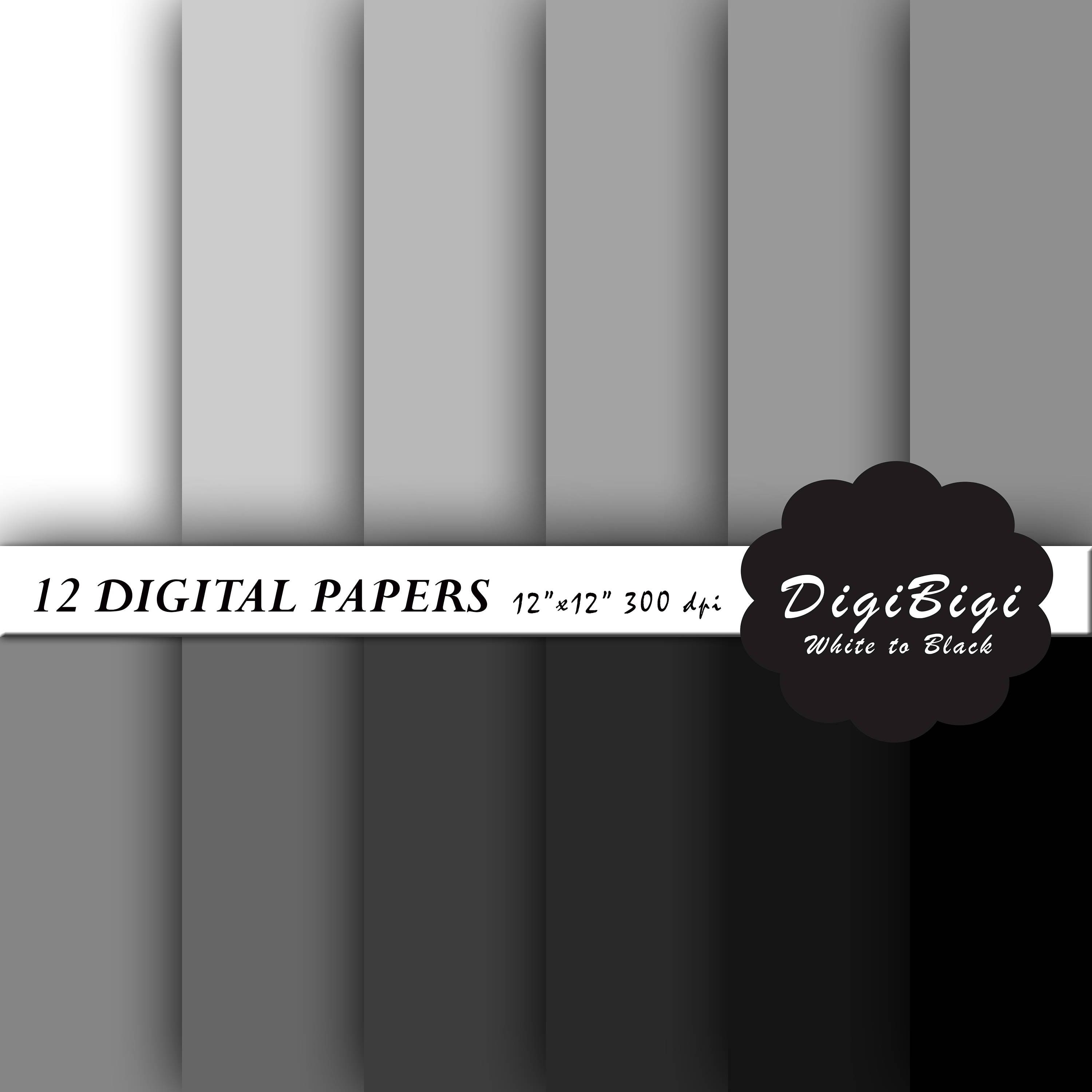 Black Gray White Digital Paper, 12 X 12, Solid Color, Grey Digital ...