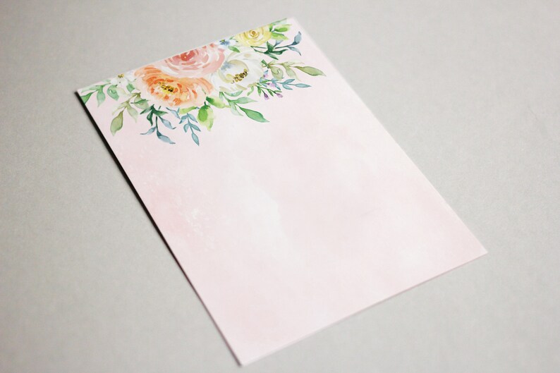 Pink Writing Paper, Pink Floral Letter Paper, Floral Stationery, Roses ...