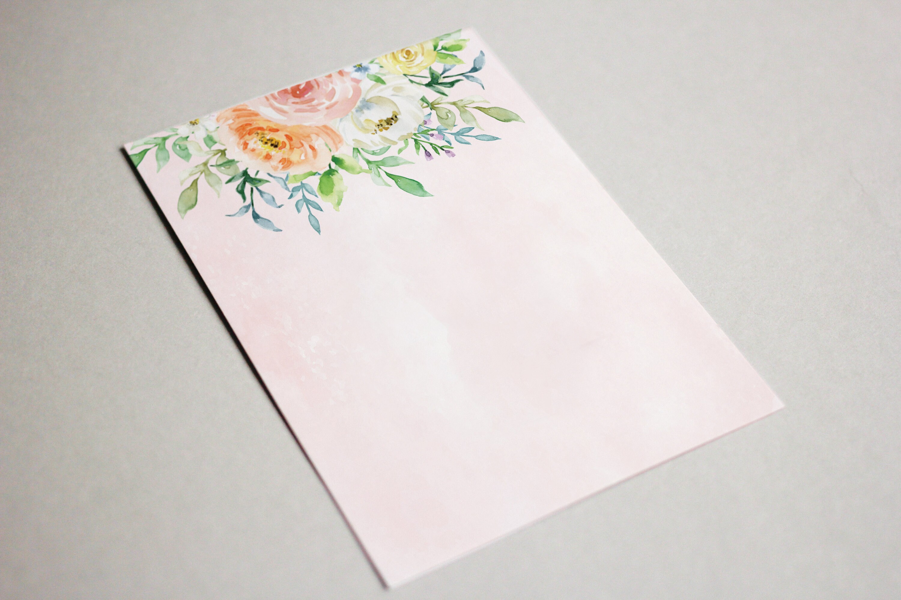 Pink Writing Paper, Pink Floral Letter Paper, Floral Stationery, Roses ...