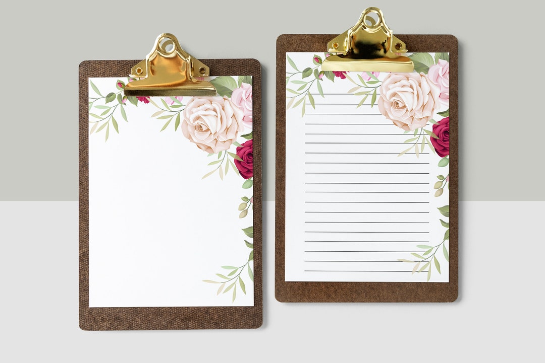 Floral Writing Paper, Roses Letter Paper, Floral Stationery, Roses ...