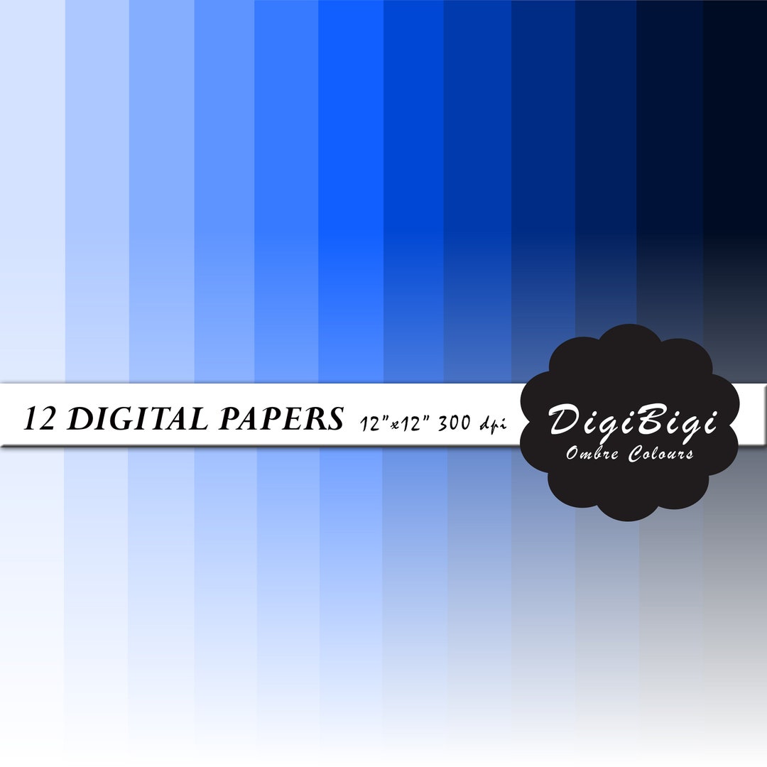 Blue Ombre Digital Paper, Blue Digital Paper, 12 X 12, Ombre Digital ...