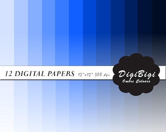 Blue Ombre Digital Paper Blue Digital Paper 12 X 12 Ombre - Etsy