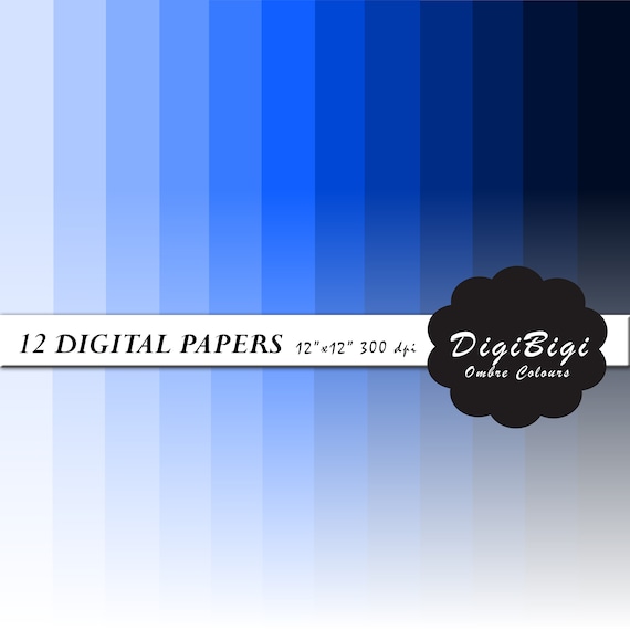 Blue Ombre Digital Paper Blue Digital Paper 12 X 12 Ombre | Etsy