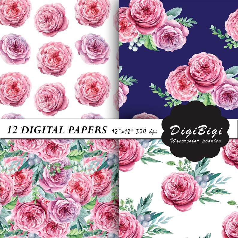 Watercolor Roses Digital Paper Seamless Floral Digital Paper - Etsy