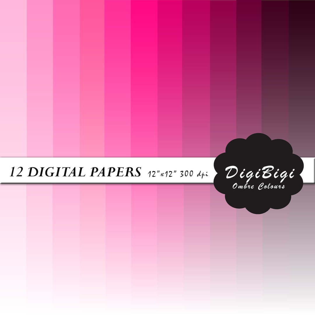 Pink Ombre Digital Paper, Pink Digital Paper, 12 X 12, Ombre Digital ...