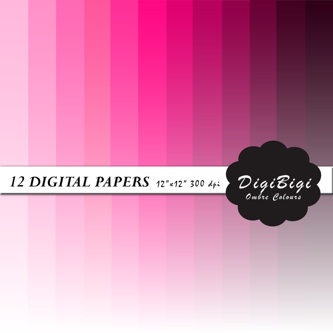 Pink Ombre Digital Paper, Pink Digital Paper, 12 X 12, Ombre Digital ...