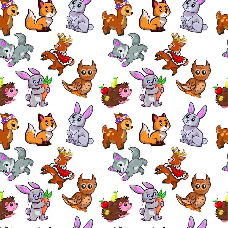 Baby Animals Digital Paper, Cute Animals Digital Paper, Kids Digital ...