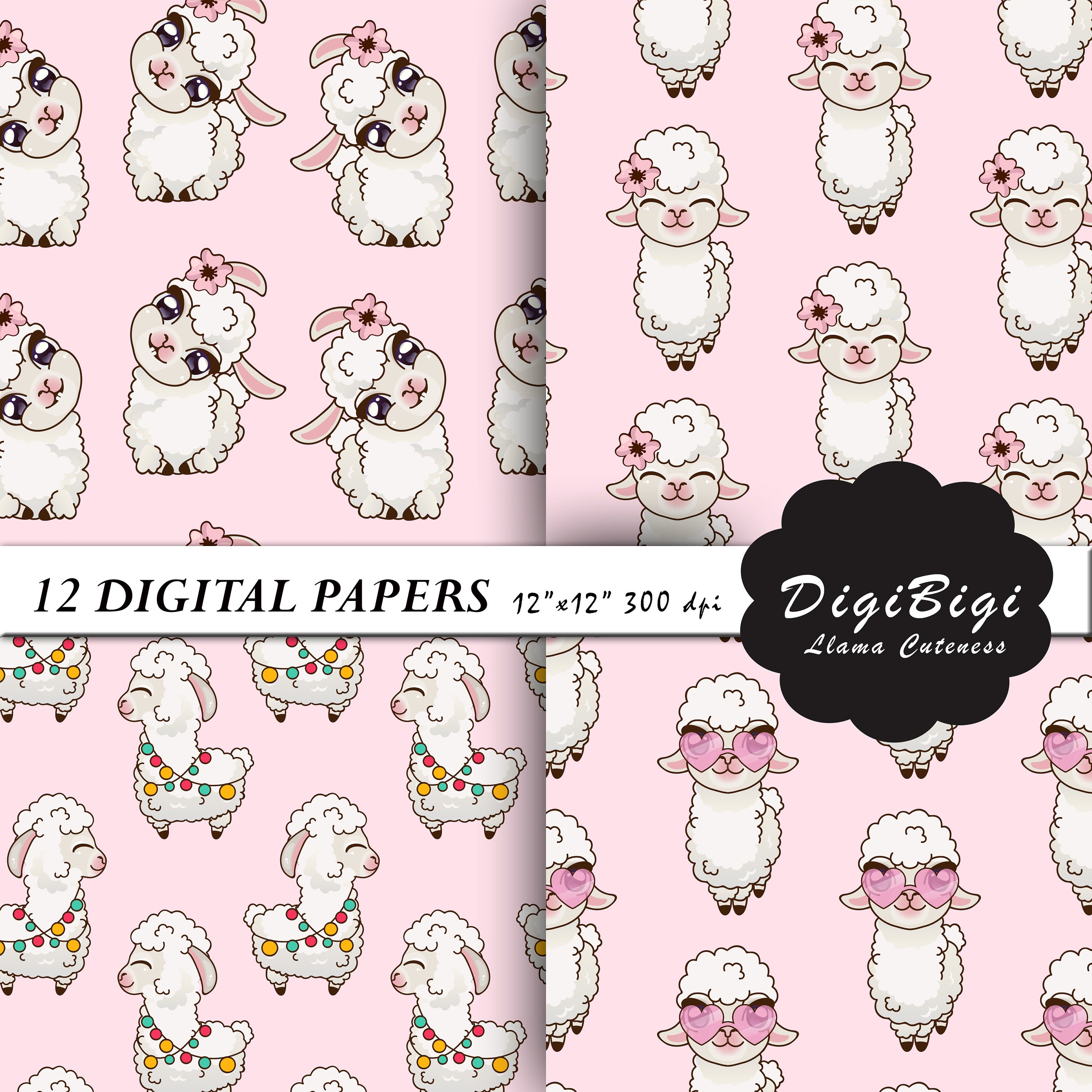 Llama Digital Paper, Alpaca Digital Paper, Llama Patterns, Llama ...