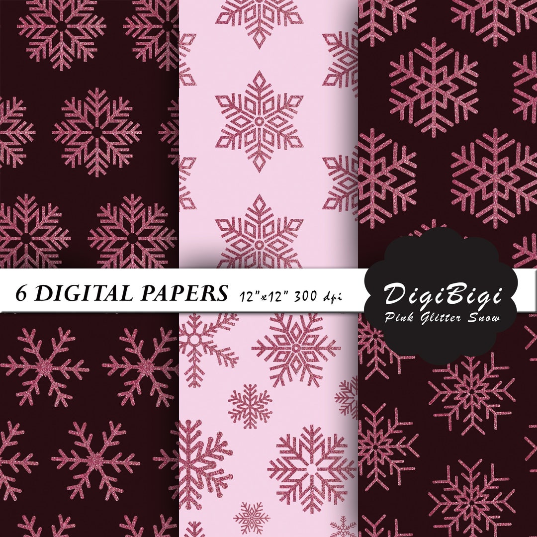 Pink Snowflake Digital Paper, Christmas Digital Paper, Snowflake ...