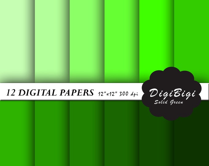 Green Digital Paper 12 X 12 Solid Green Color Bright Green - Etsy