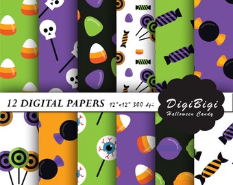 Halloween Digital Paper, Halloween Candy Digital Paper, Halloween ...