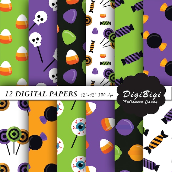 Halloween Digital Paper Halloween Candy Digital Paper - Etsy
