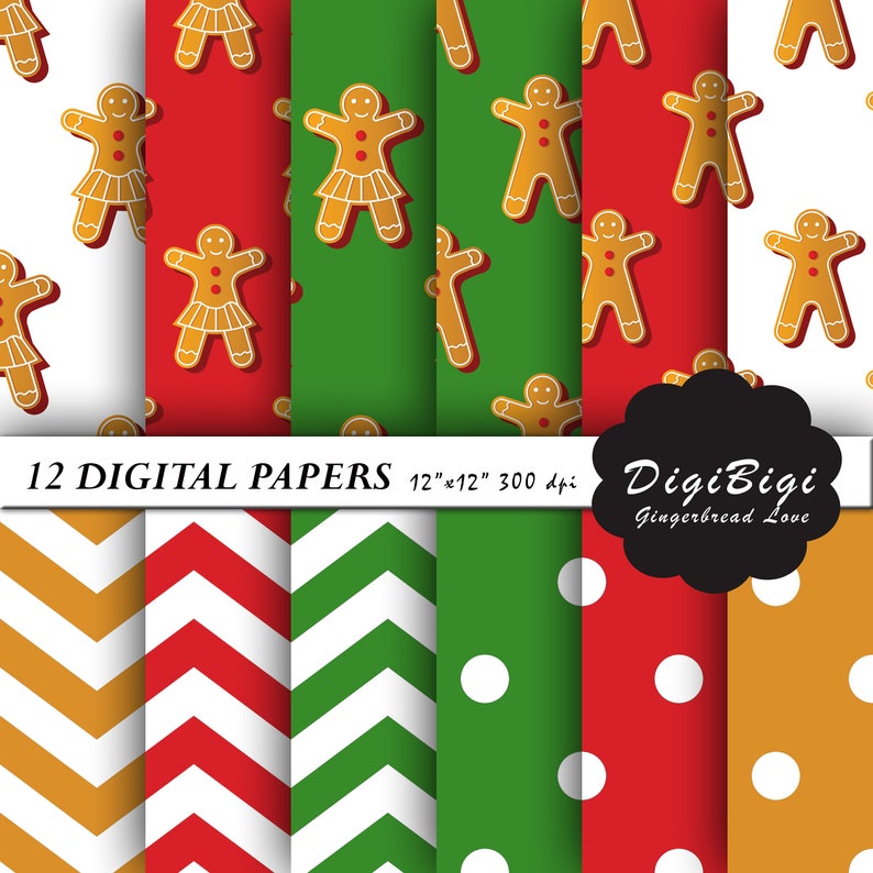 Gingerbread Digital Paper, Christmas Digital Paper, Polka Dots Paper ...