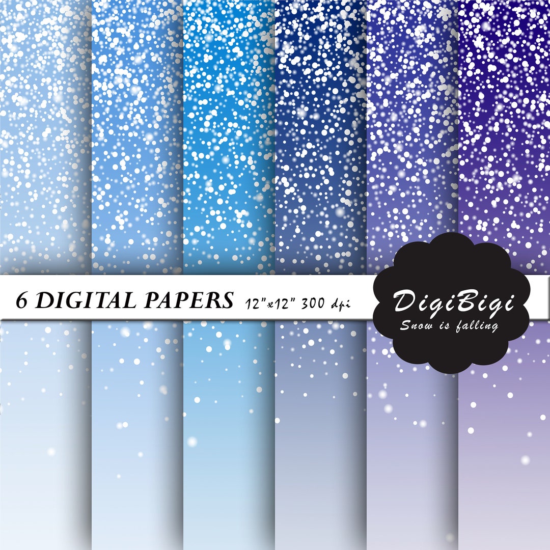Blue Ombre Snow Digital Paper: Christmas Background (12x12" JPEG ...