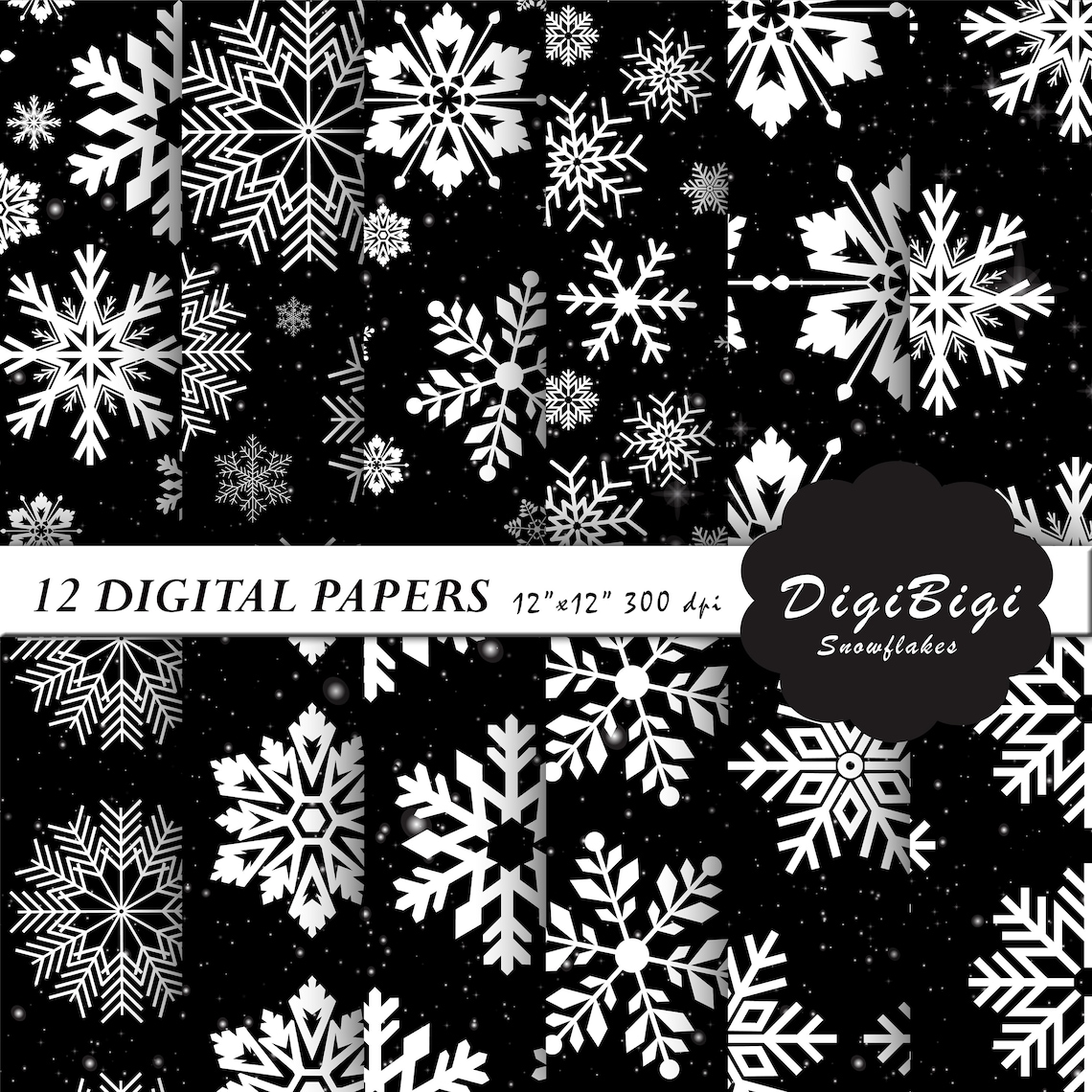 Snowflake Digital Paper: Seamless Christmas Patterns (digital Download ...