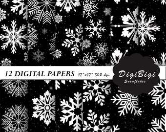 Blue Snowflake Digital Paper, Christmas Digital Paper, Snowflake ...