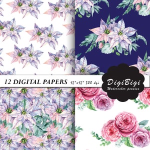 Watercolor Roses Digital Paper Seamless Floral Digital Paper - Etsy