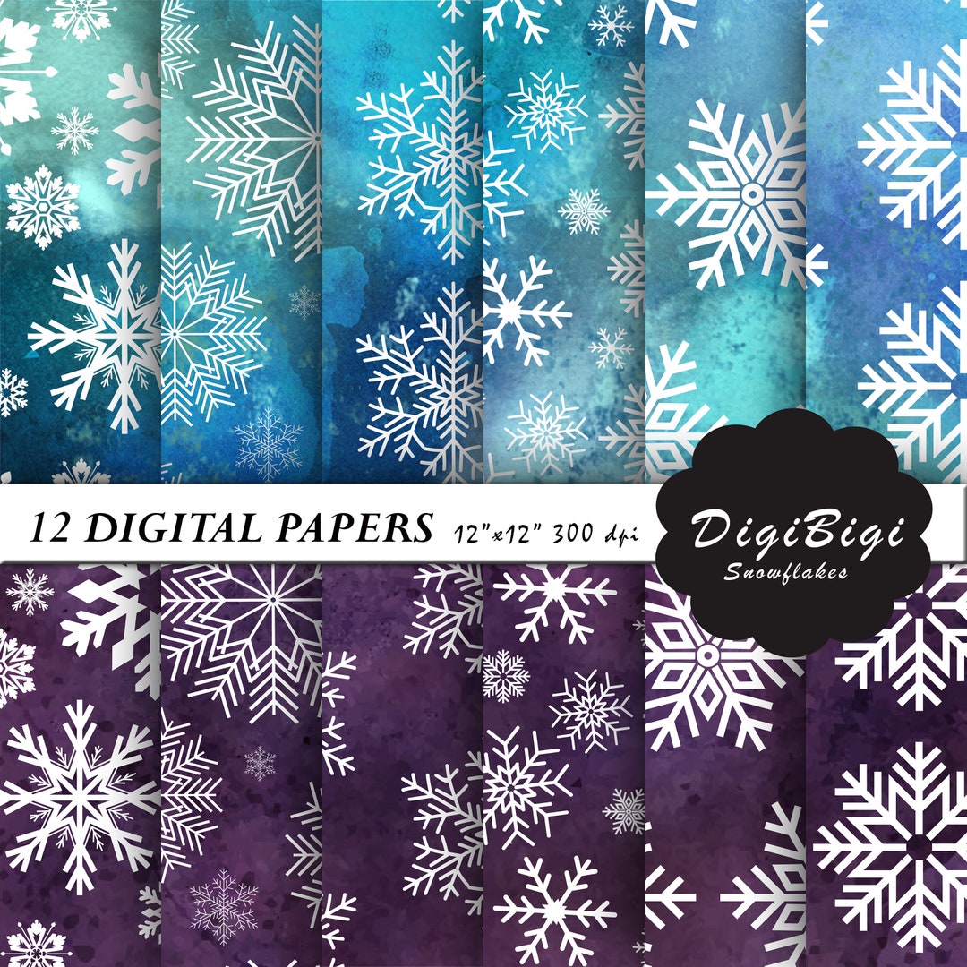 Watercolor Snowflake Digital Paper: Christmas Background (digital ...
