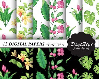 Seamless Spring Floral Digital Paper Hand Drawn Flowers - Etsy