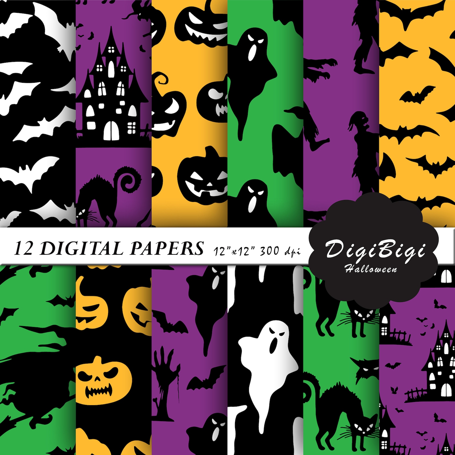 Halloween Digital Paper, Scary Paper, Trick or Treat Paper, Halloween ...